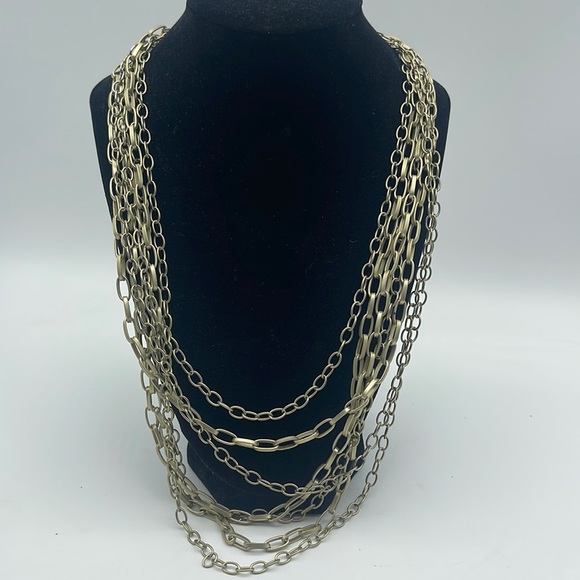 Banana Republic | Jewelry | Banana Republic Multi Chain Statement Necklace Stacked Multiple Gold ...